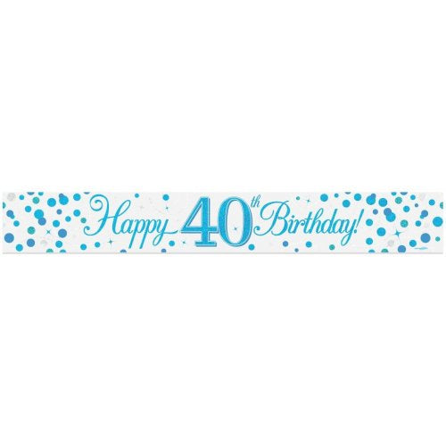 40th Birthday | Blue Sparkling Banner — Party Planet