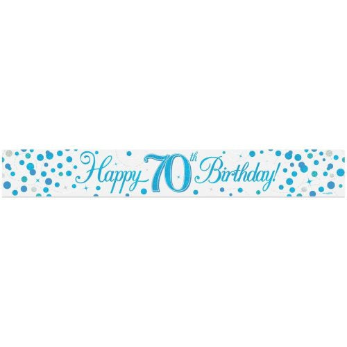 70th Birthday | Blue Sparkling Banner — Party Planet